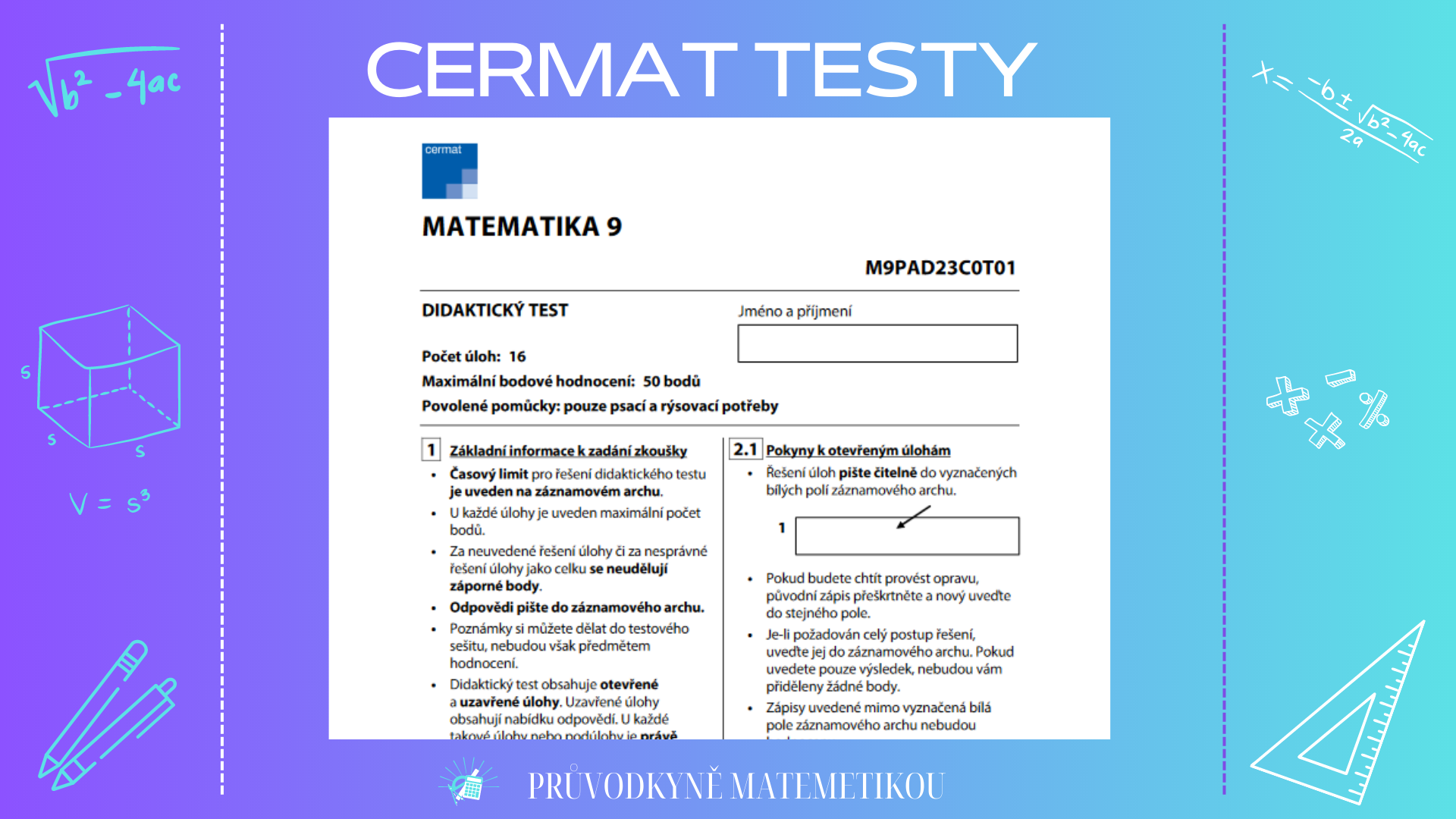 CERMAT TESTY :: Průvodkyně Matematikou CERMAT TESTY :: Průvodkyně Matematikou